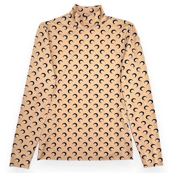 Marine Serre | Tops | Nwt Marine Serre Light Beige Crescent Moon Printed High Neck Shirt | Poshmark
